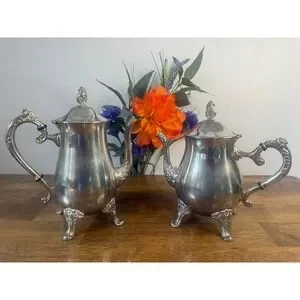 Dining | Vintage Silver Plate Coffee Pot Hot Water Pot Ep Brass Ornate ...
